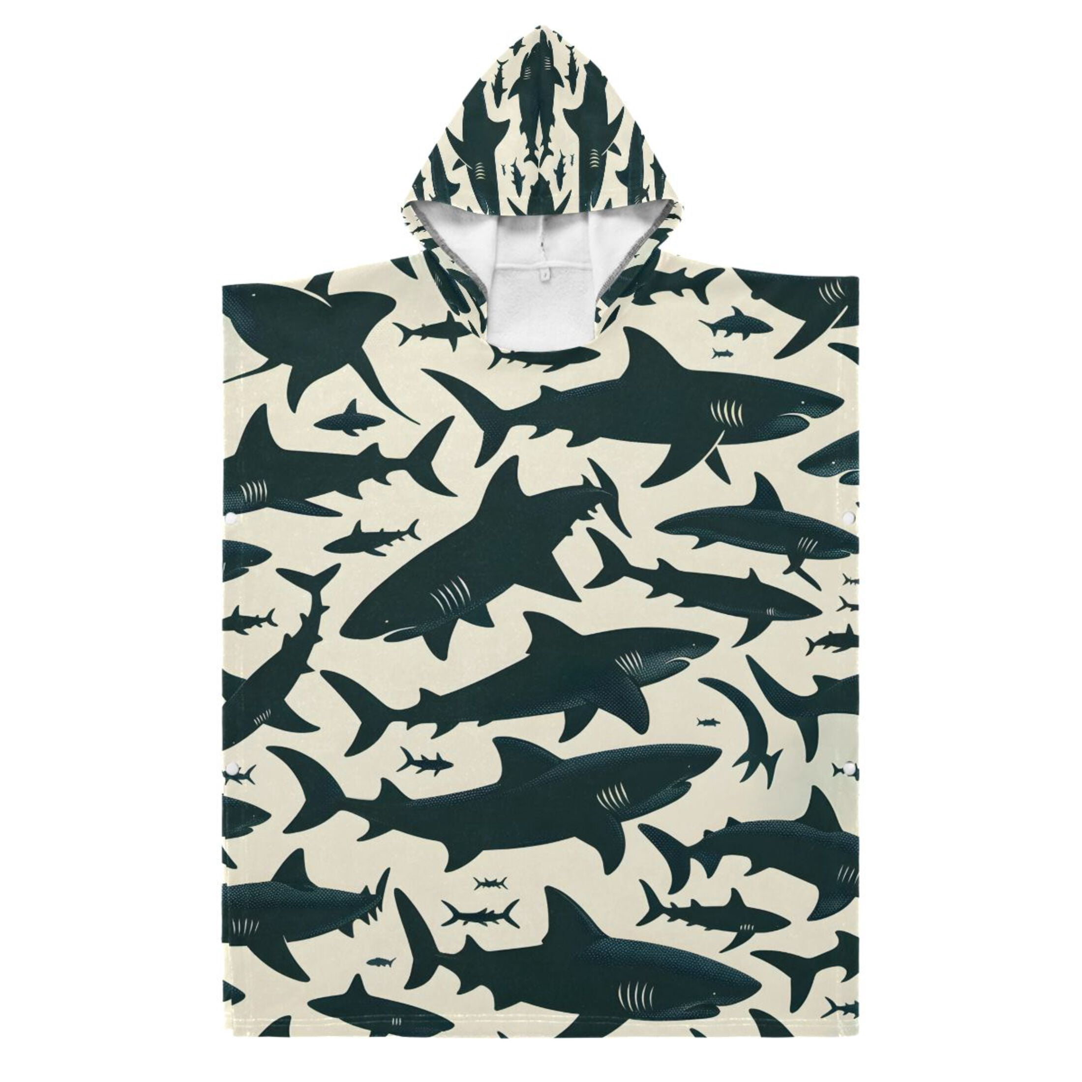 Shark Silhouette Kid Hooded Beach Towel 35.4x27.5 inch Bath Poncho ...