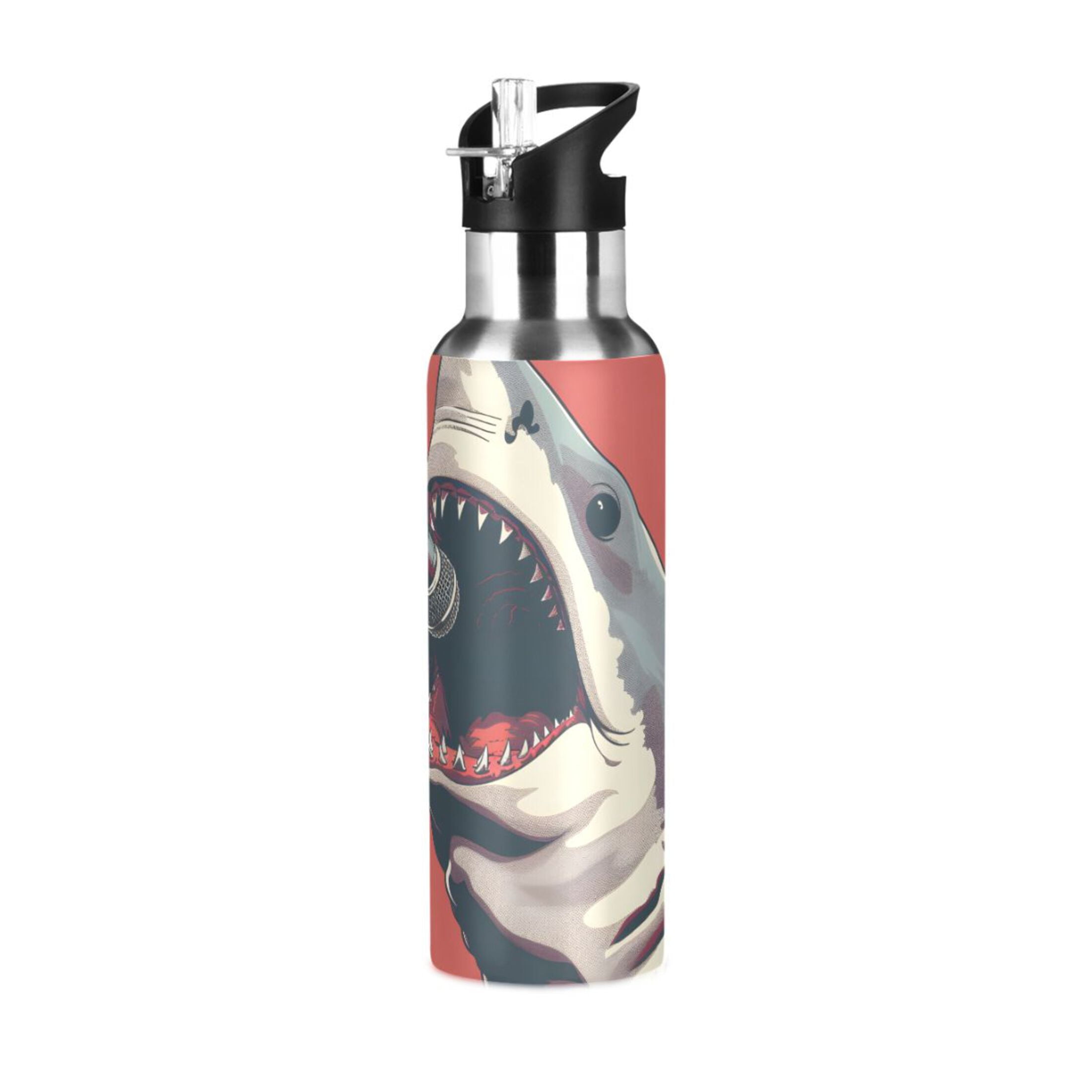 Shark Singing Stainless Steel Water Bottle 20oz/600ml Double Wall ...
