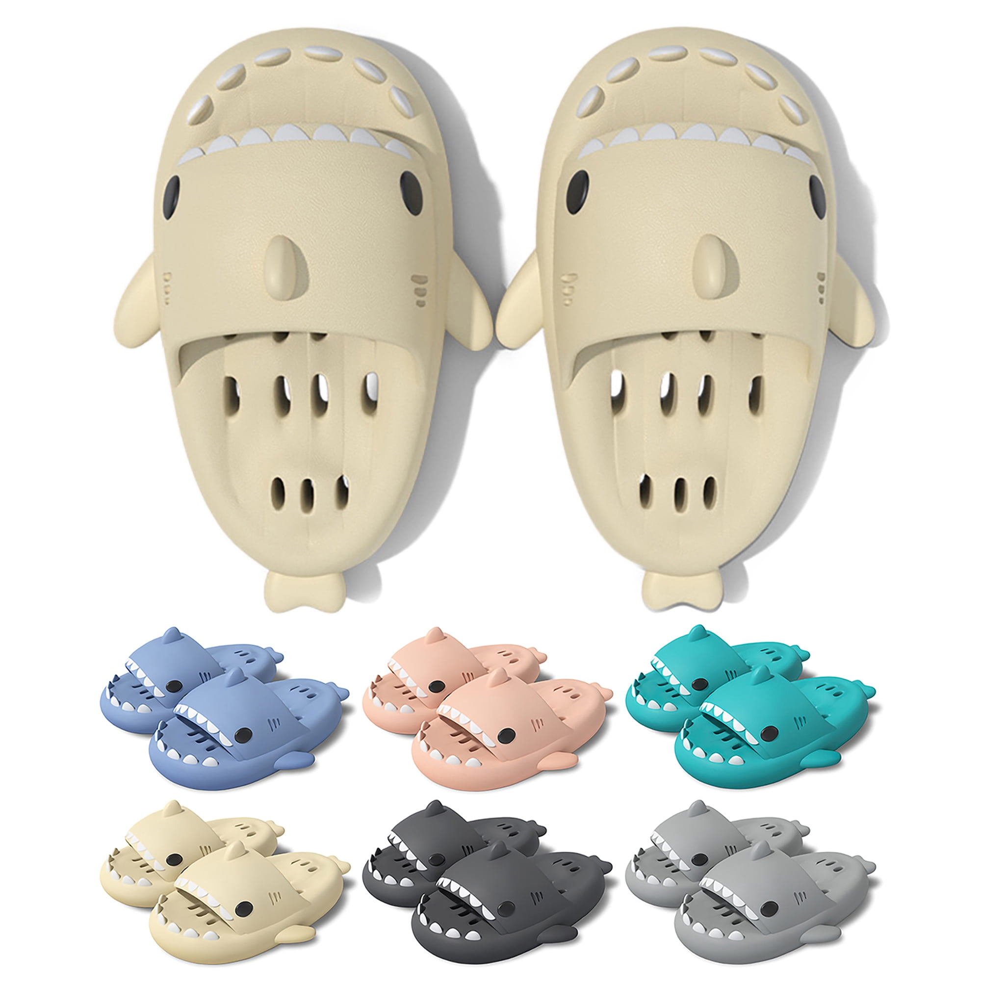 Shark Slides Drainage Quick Drying Cute Cartoon Shark Slippers for ...