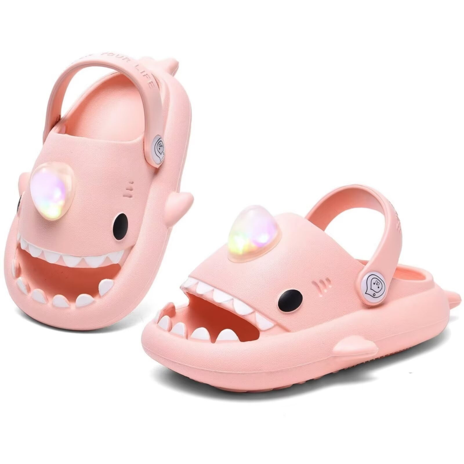 Shark Slides Kids Clogs LED Light up Garden Shoes Sharklas Boys Girls ...