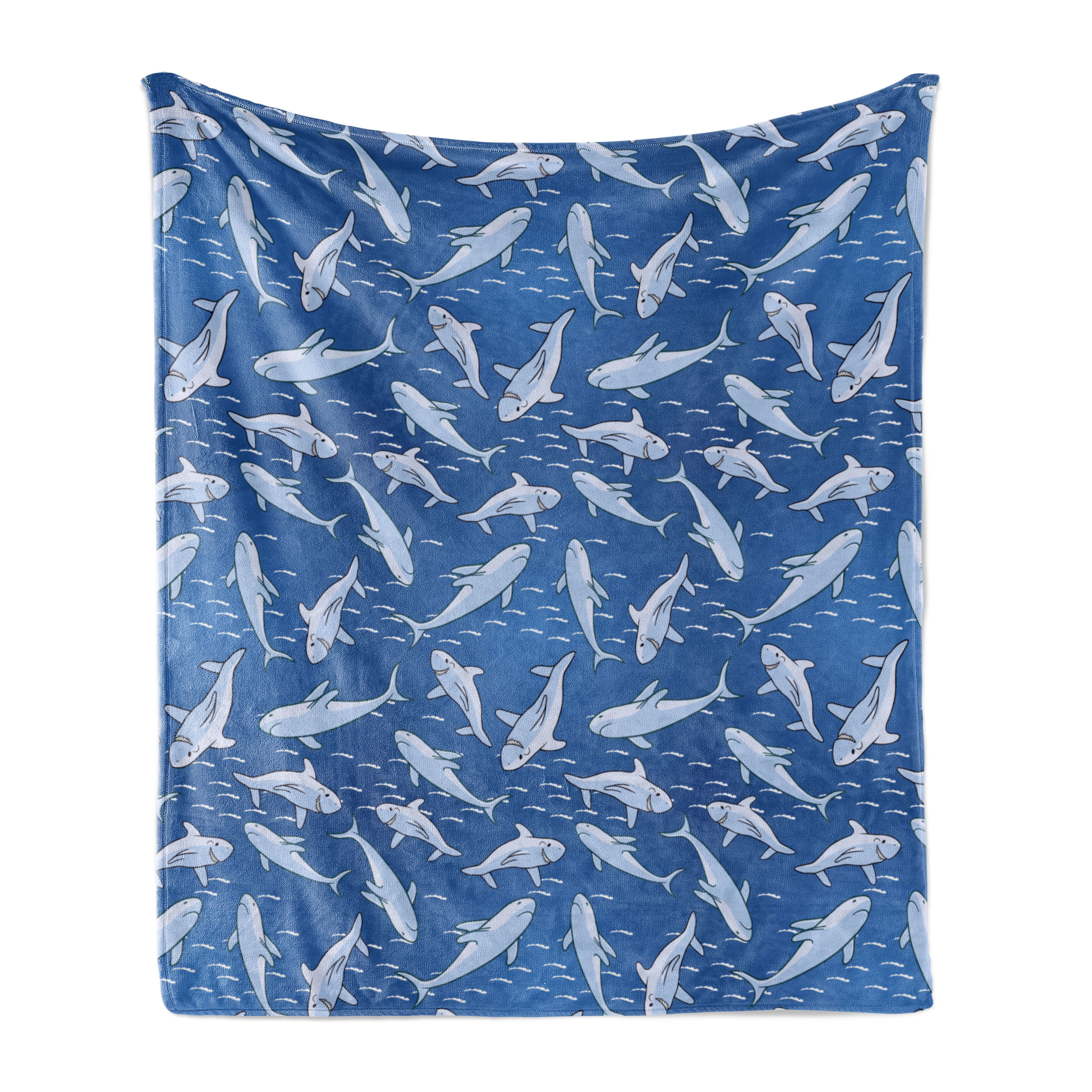 Shark Soft Flannel Fleece Throw Blanket, Rhythmic Smiling Carnivore ...