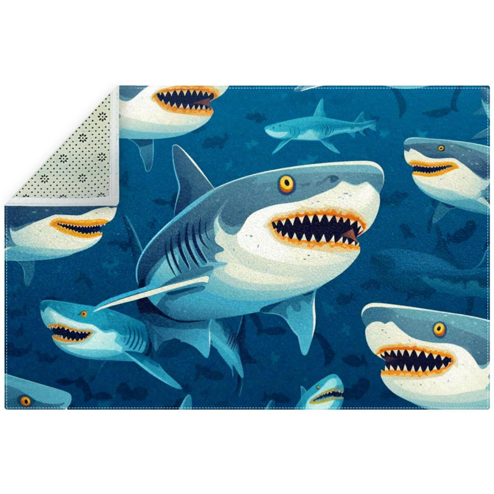 Shark Soft Polyester Indoor Rug - Plush Rectangle Floor Mat for Living ...