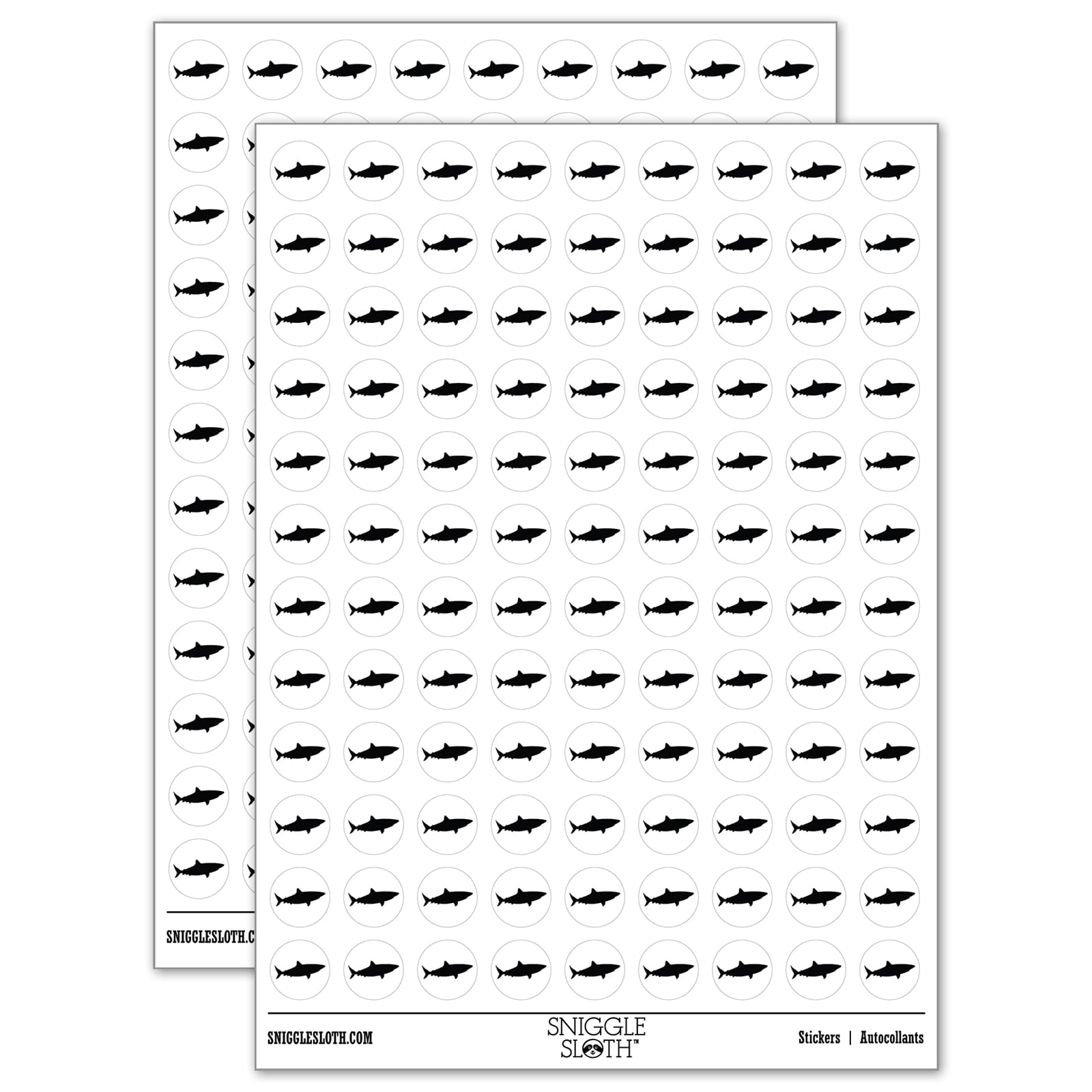 Shark Solid 200+ Round Stickers - White - Matte Finish - 0.50" Size ...