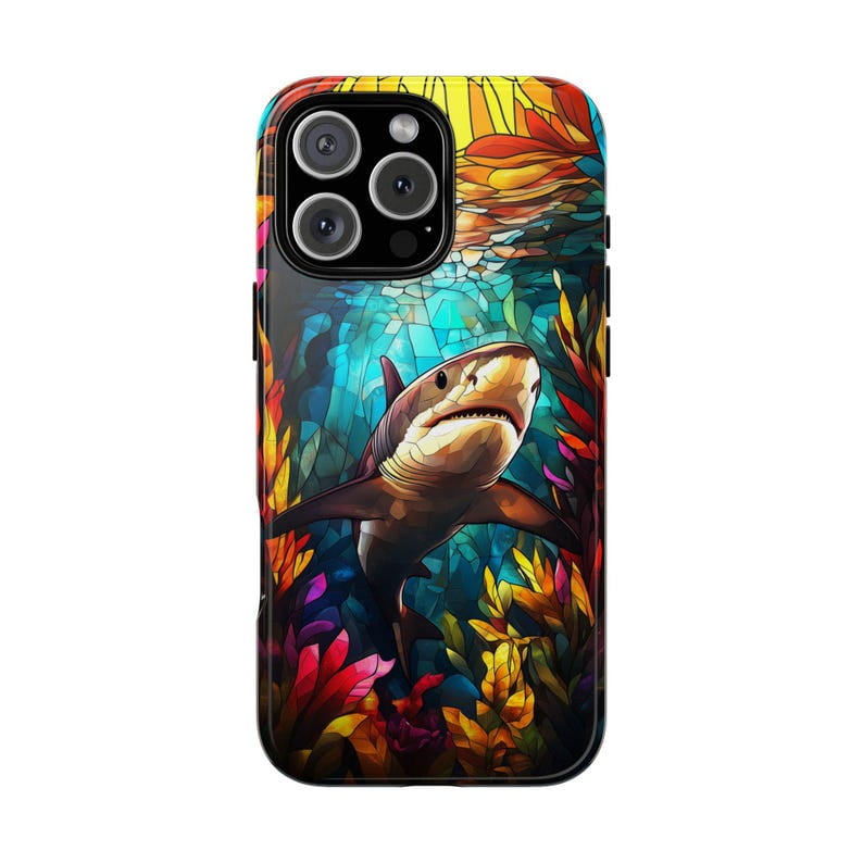 Shark Stained Glass Marine Life Ocean Creature Artwork Phone Case with ...
