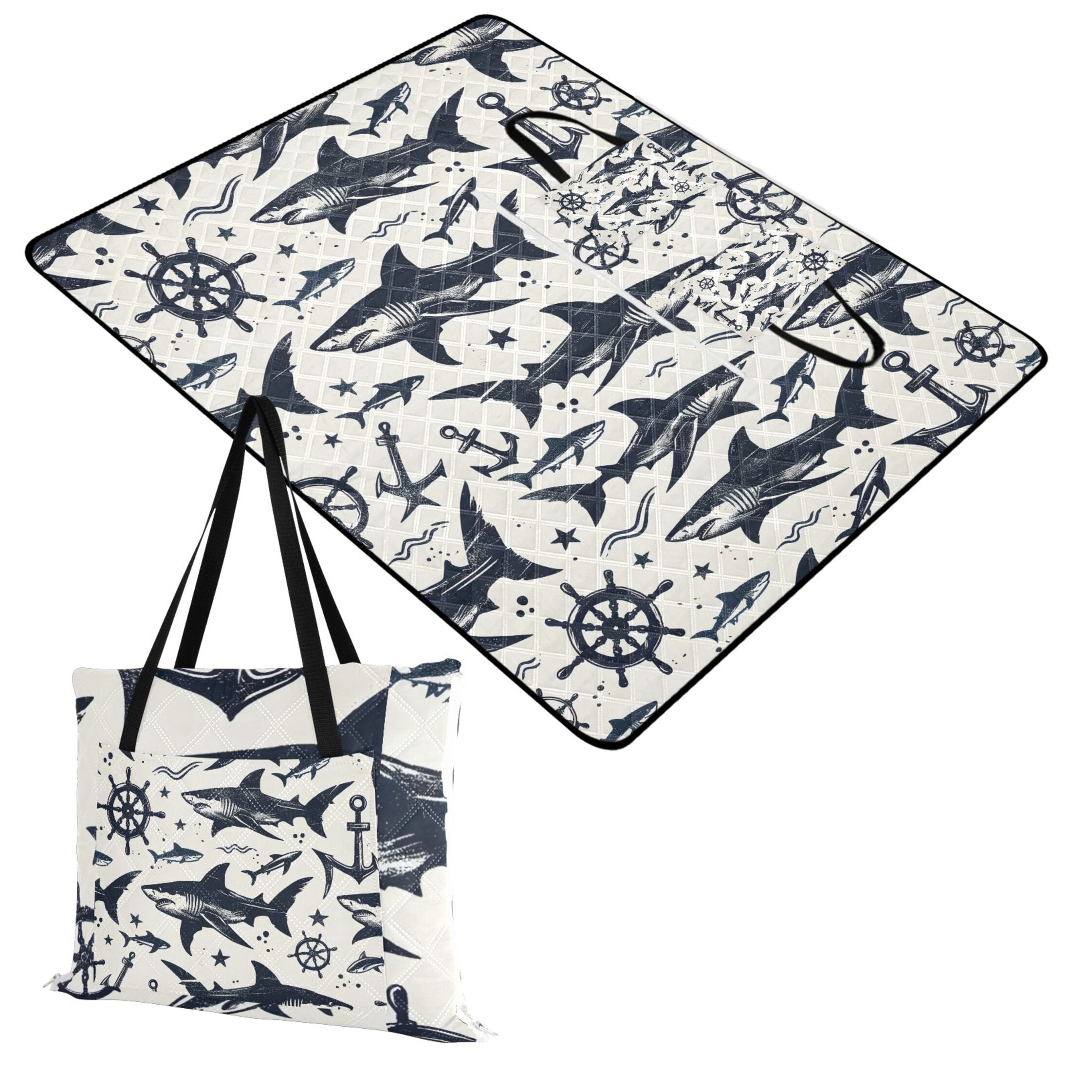 Shark Star Anchor Rudder Extra Large Picnic Beach Blanket Waterproof ...