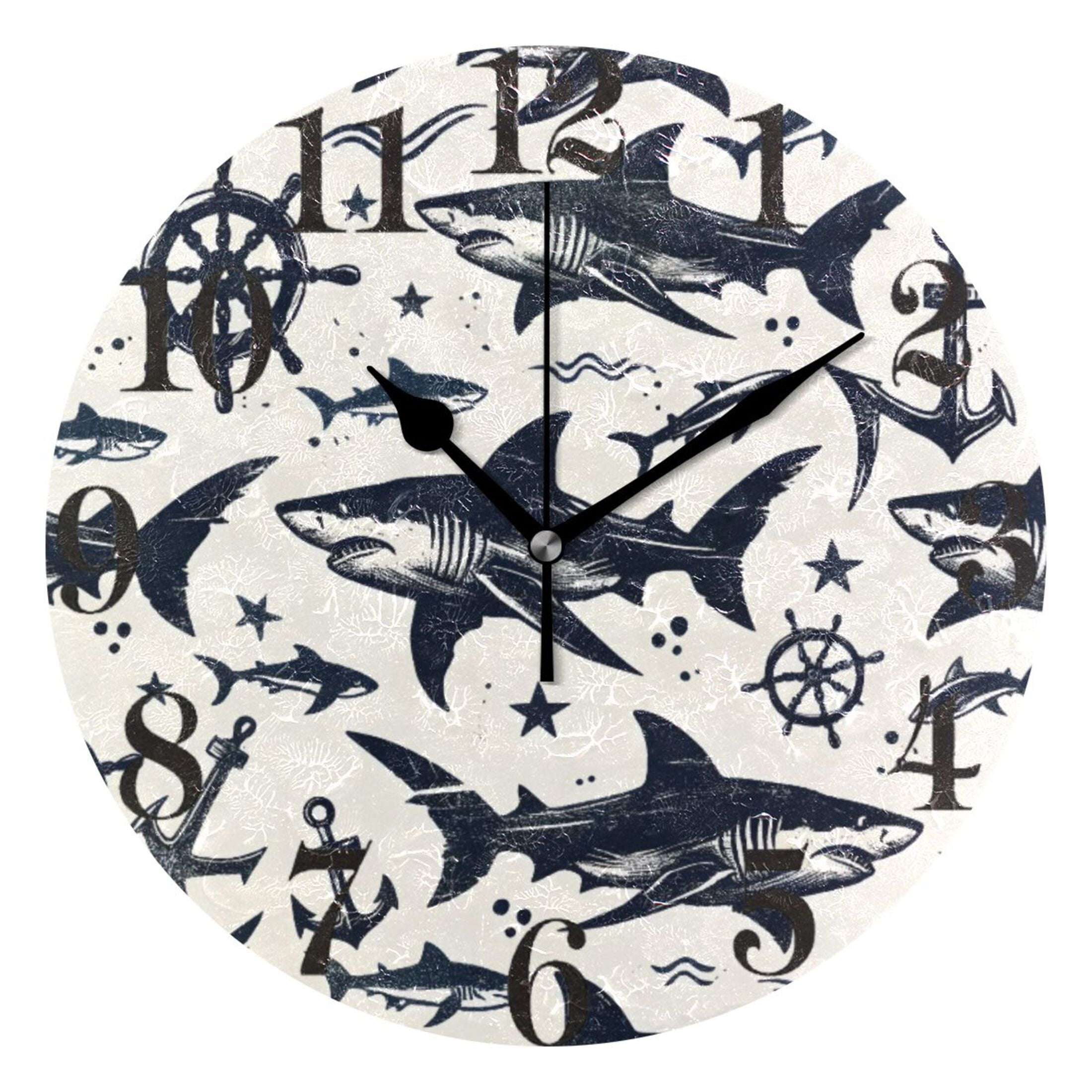 Shark Star Anchor Rudder Wall Clock 9.8 inch Battery Operated Clocks ...