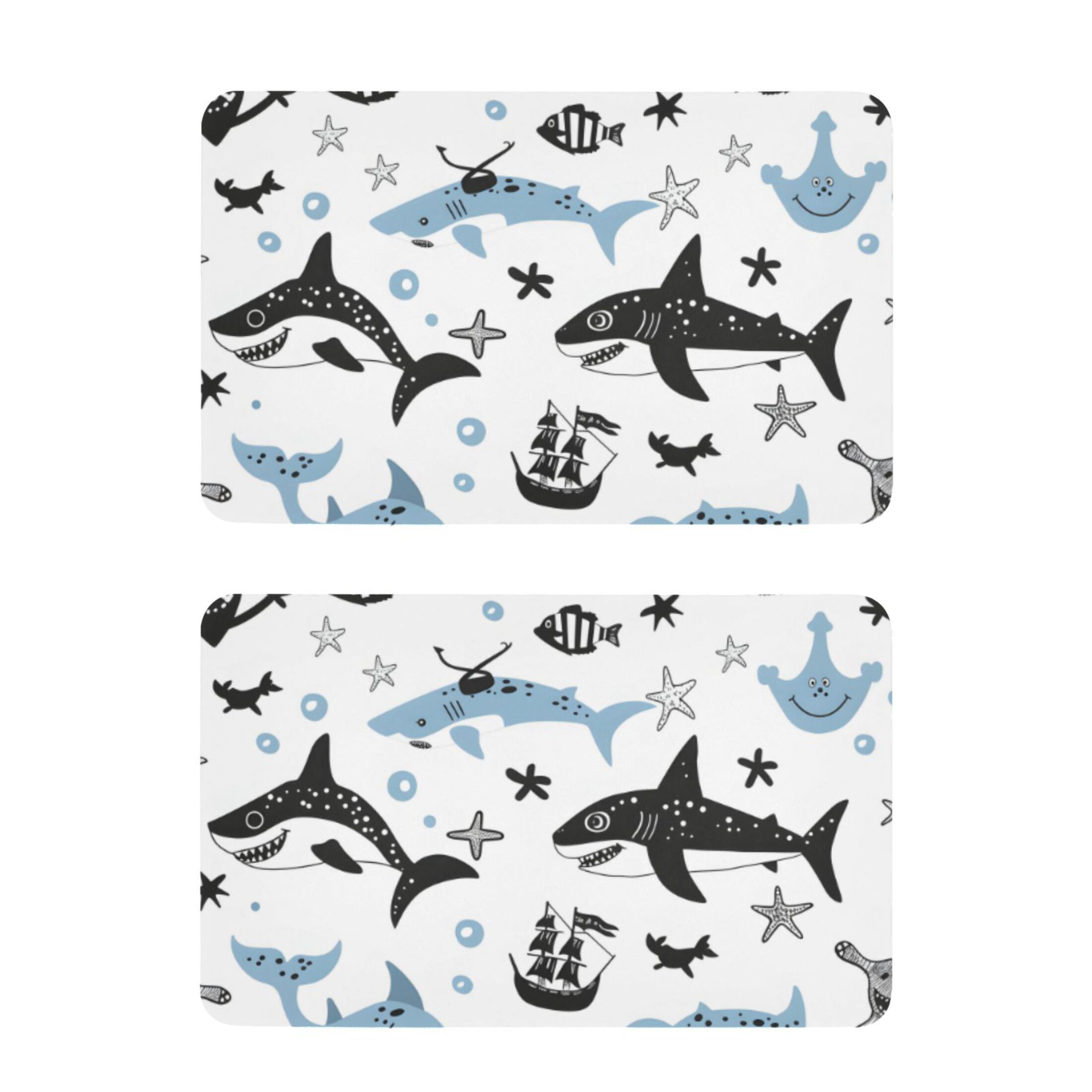 Shark Starfish Boat Refrigerator Magnet Stickers Square Fridge Magnetic ...