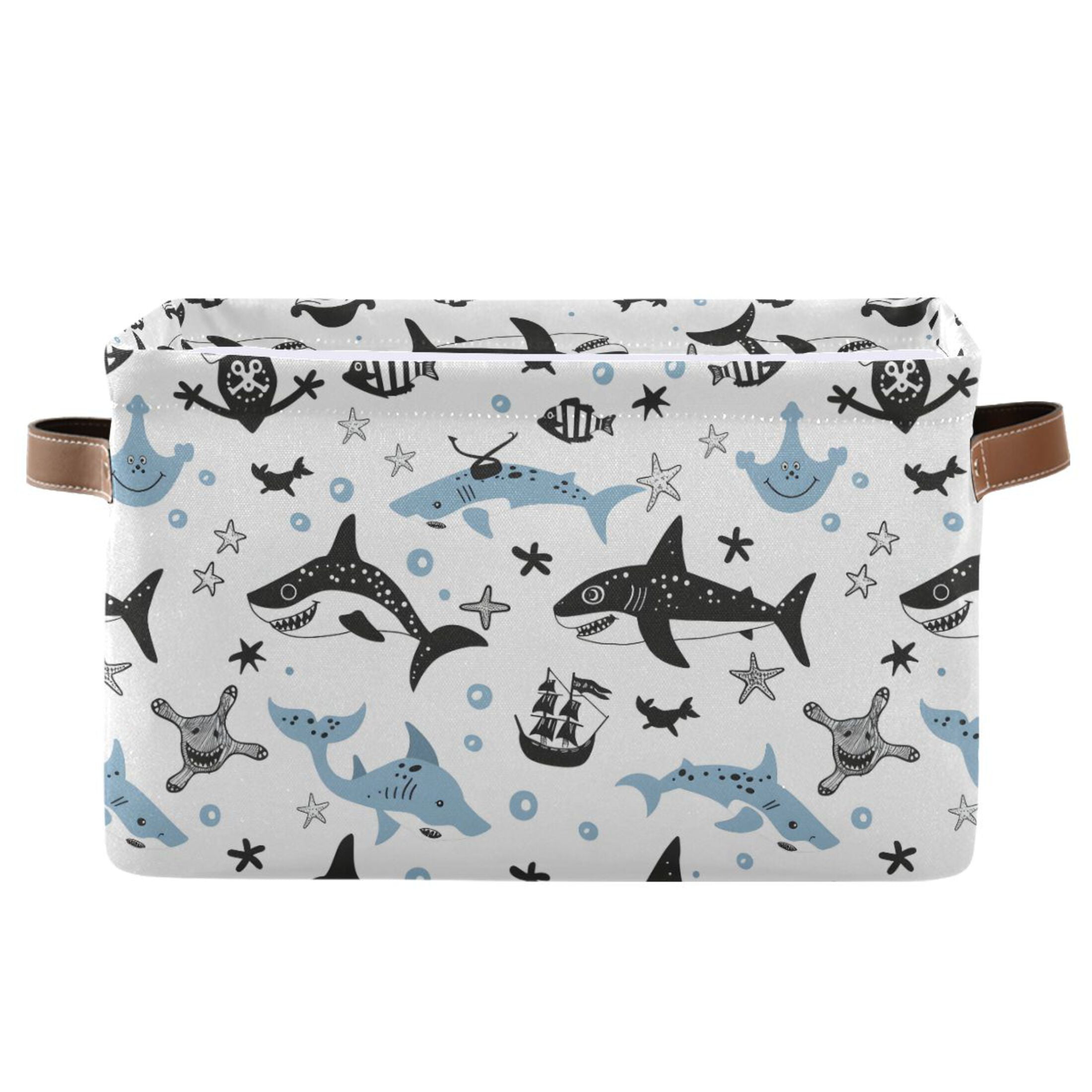 Shark Starfish Boat Storage Bins with Handle Fabric Organizer Basket ...