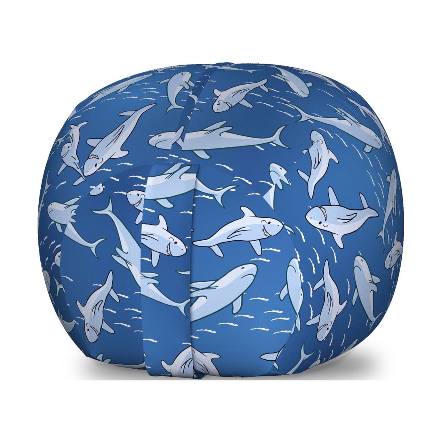 Shark Storage Toy Bag Chair, Rhythmic Smiling Carnivore Motifs Aquatic ...