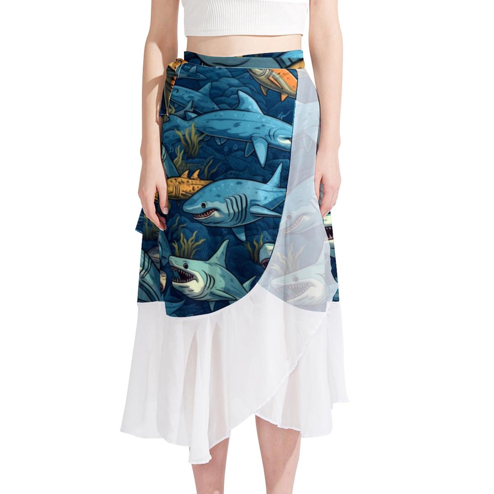 Shark Stylish Chiffon Beach Dresses with Polyester Straps - for Summer ...