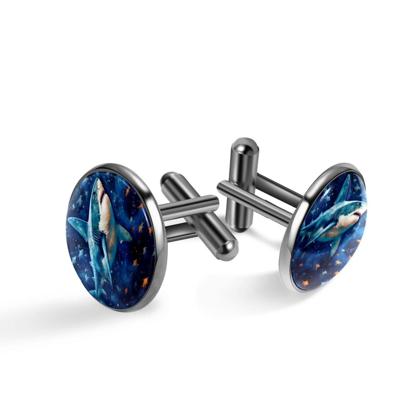 Shark Stylish Mens Cufflink Set for Formal Attire, Made of Stainless ...