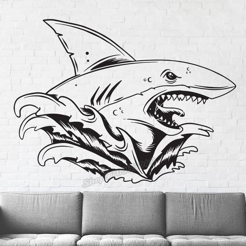Shark Surf wall decal beach Sport Decals Vinyl Surf gifts Boys surf ...
