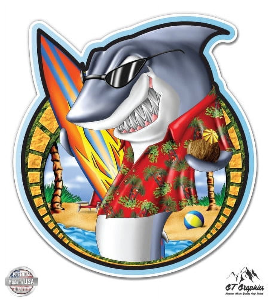 Shark Surfer - 12" Vinyl Sticker Waterproof Decal - Walmart.com