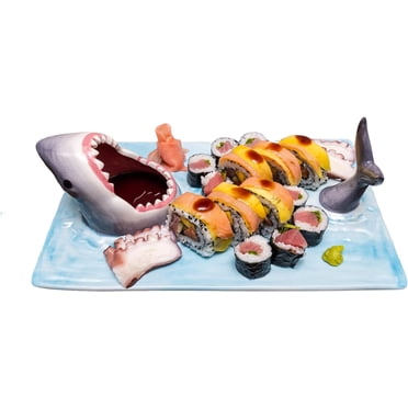 Set of Six Japanese Black Lacquered Plastic Sushi Boat Serving Plate ...