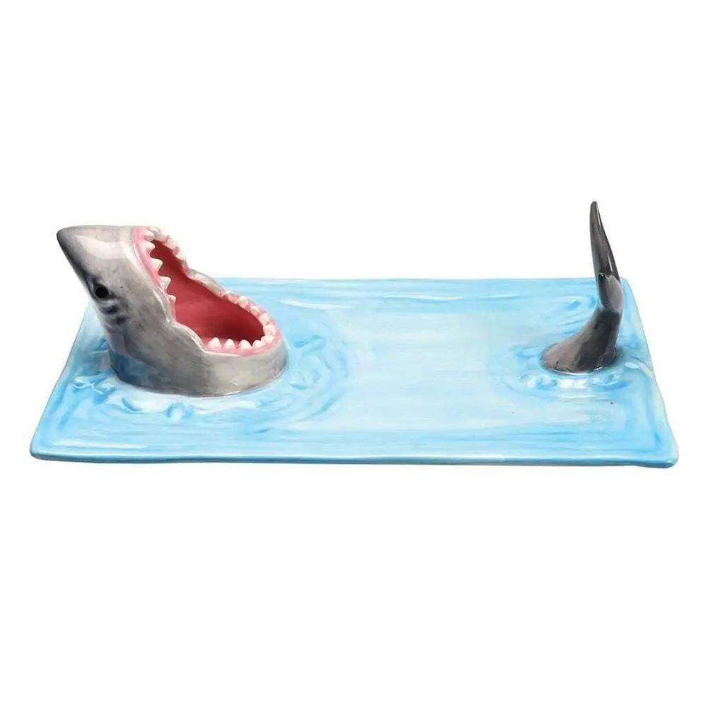 CTDWNT WHAT ON EARTH Shark Attack Sushi PlateCeramic Tray SauceHolder ...