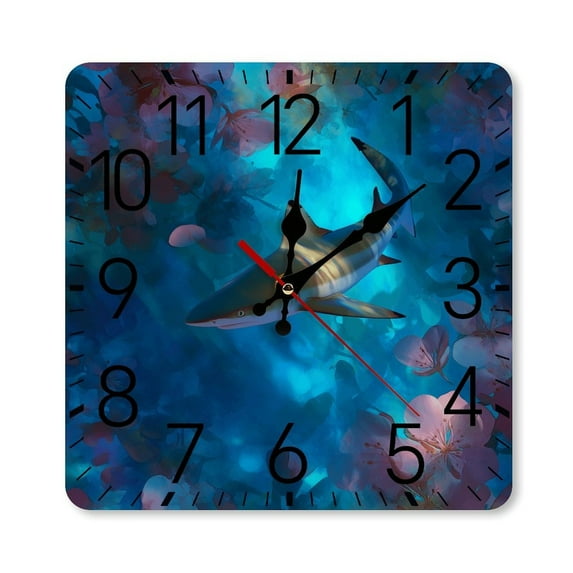 Shark Swim Wall Clock Silent Non-Ticking For Home Office Decor ...