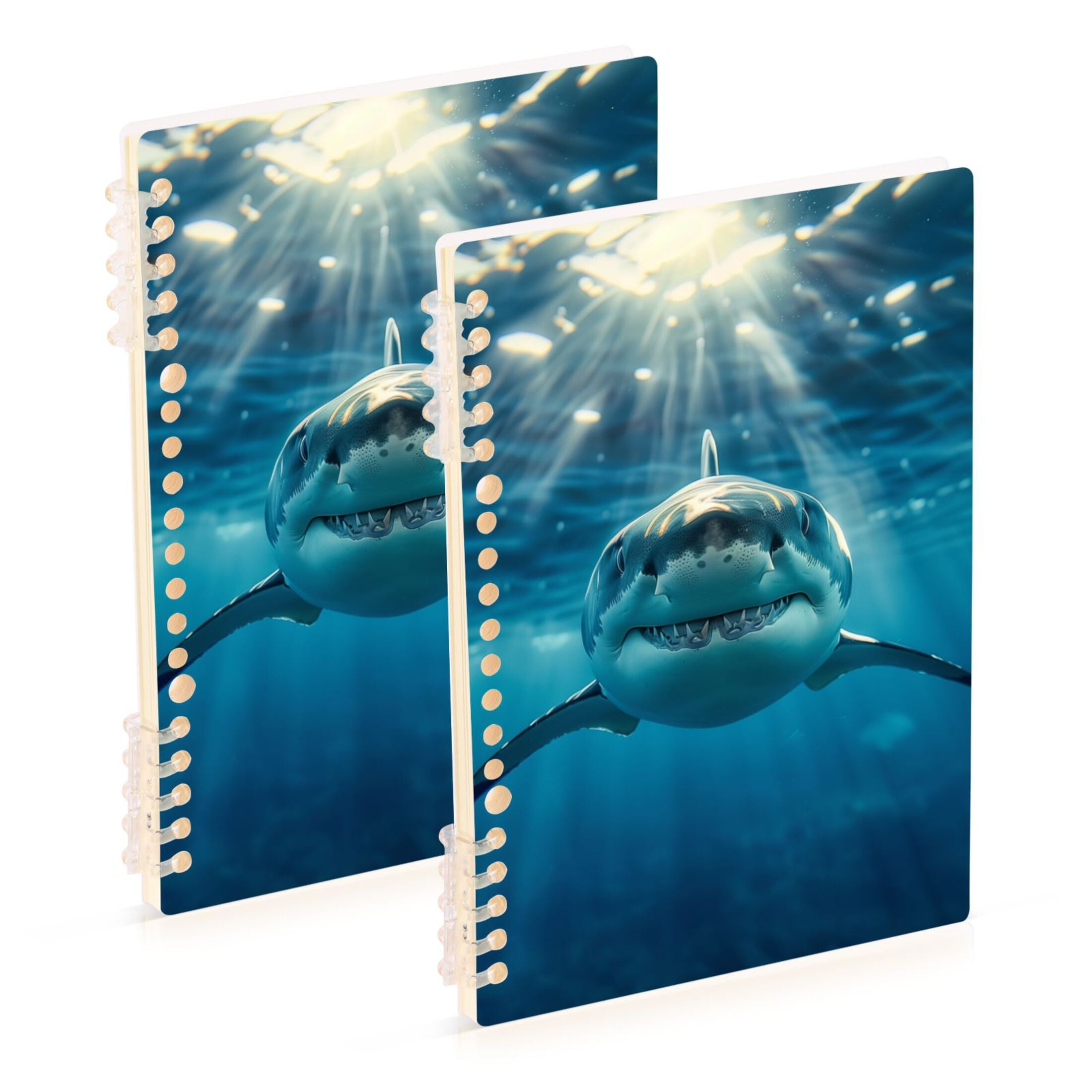 Shark Swimming Underwater 2 Pcs Spiral Notebooks 60 Sheets 120 Pages A5 ...