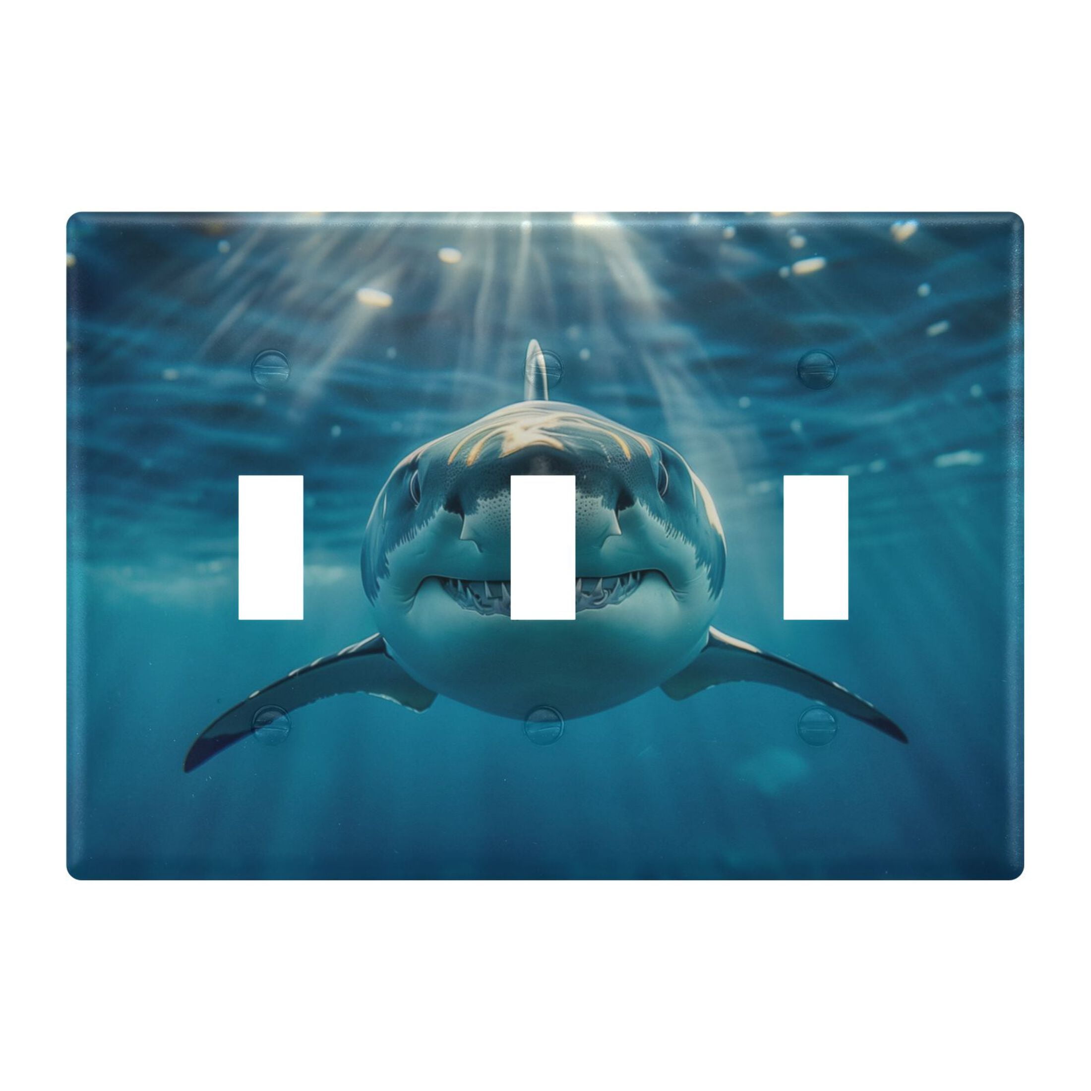Shark Swimming Underwater Light Switch Plate Covers 3 Gang Wall Plate ...