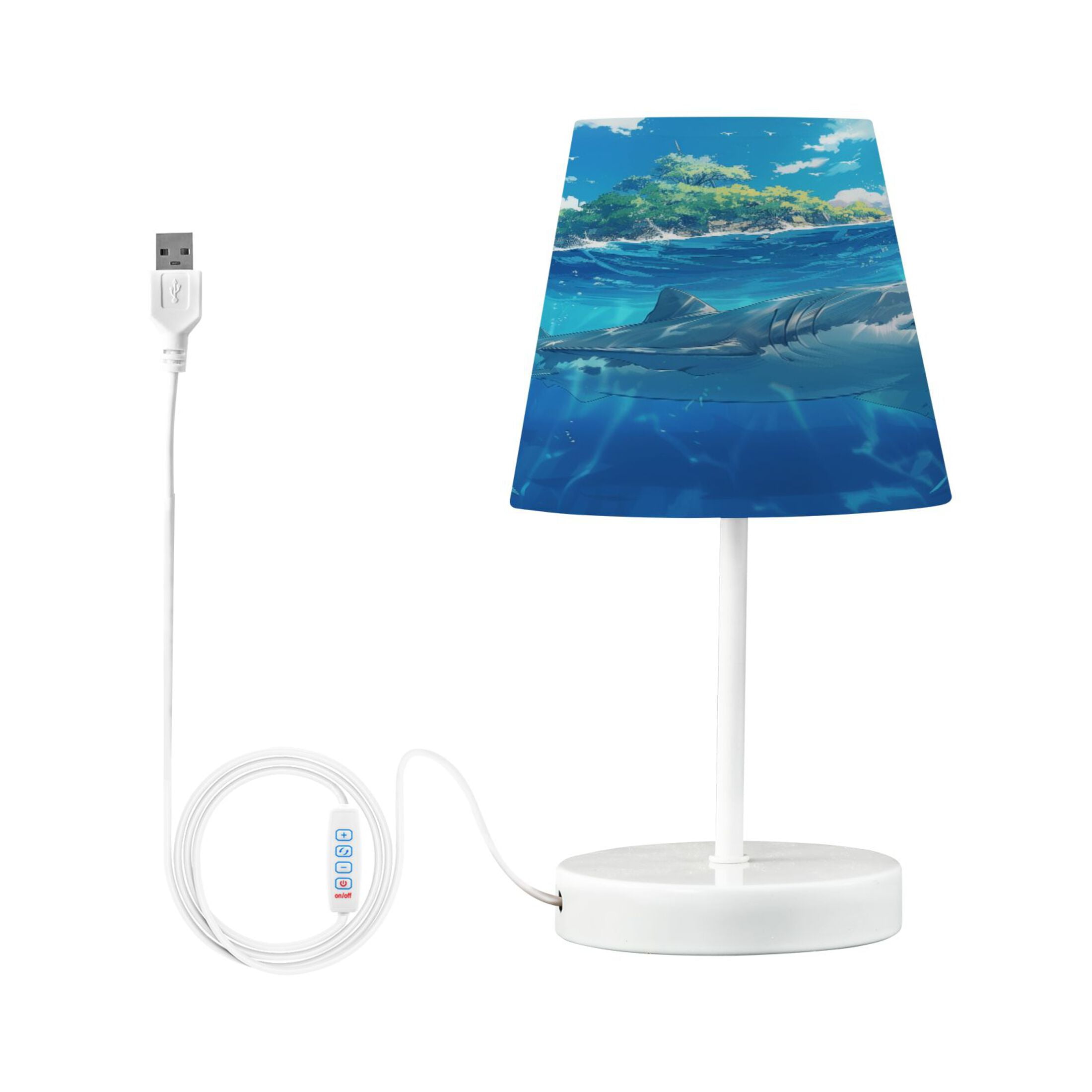 Shark Swimming and Islands Desk Lamp LED Table Nightstand Lamps with 3 ...