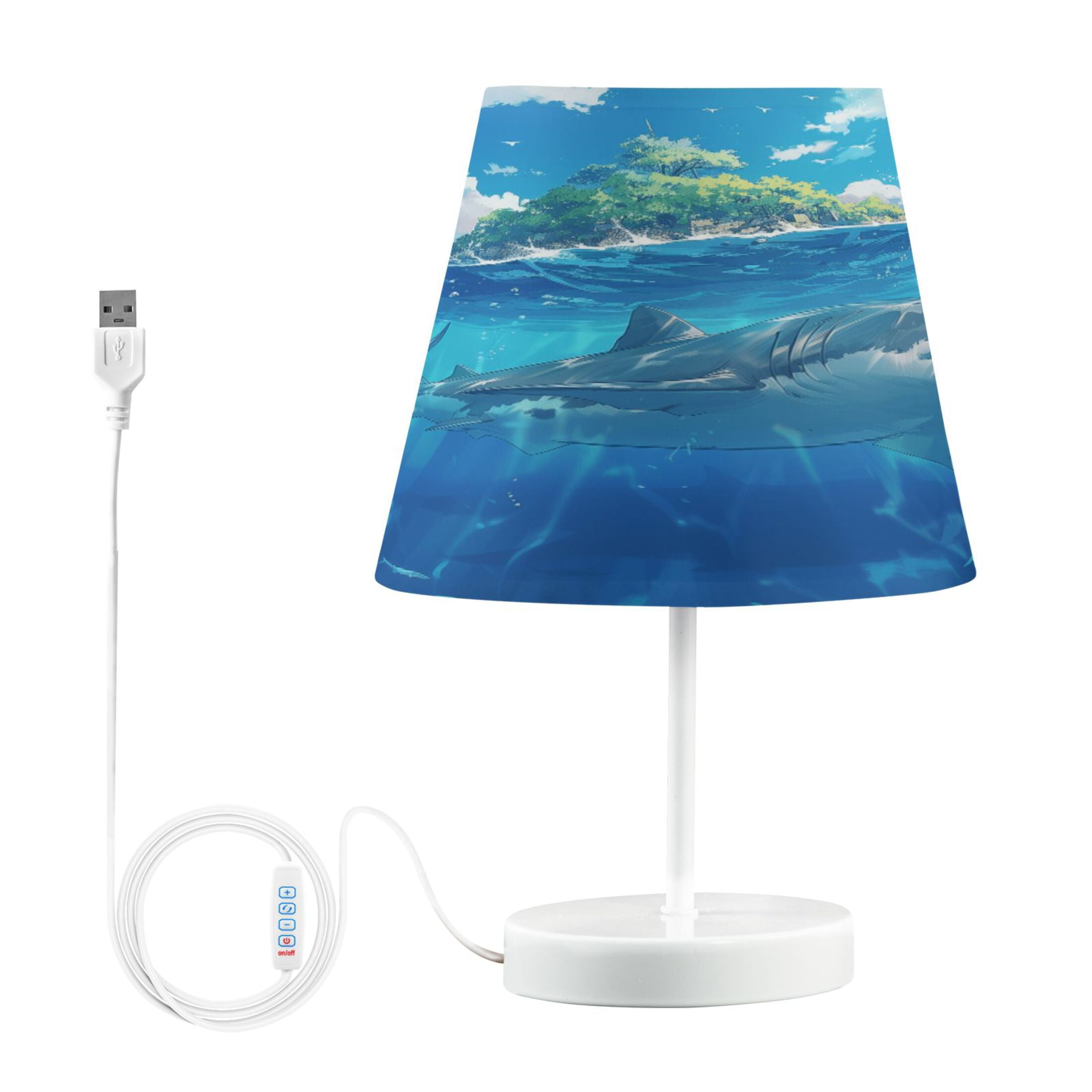 Shark Swimming and Islands Desk Lamp LED Table Nightstand Lamps with 3 ...