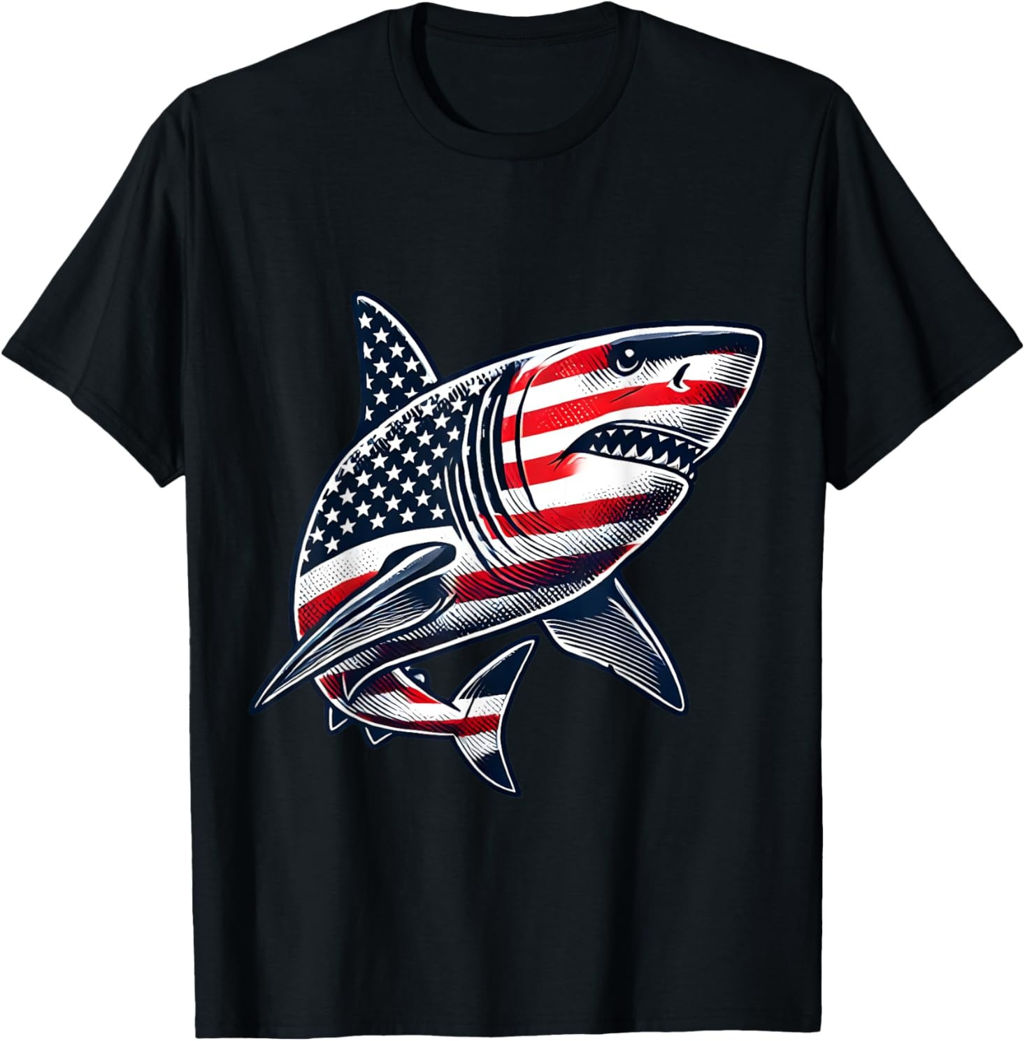 Shark T-Shirt – Patriotic USA Flag Tee for 4th of July Celebration ...