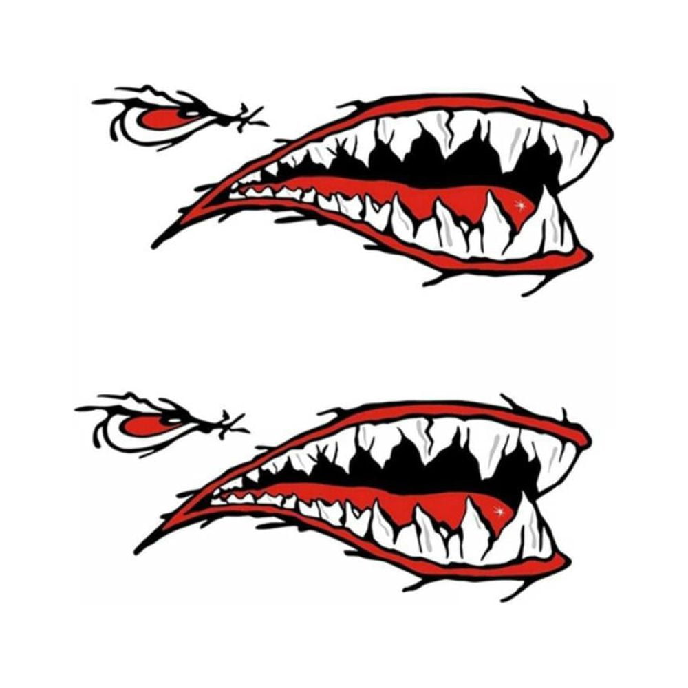 Shark Teeth Mouth Reflective Decals Graphics Sticker Fishing Boat Canoe ...