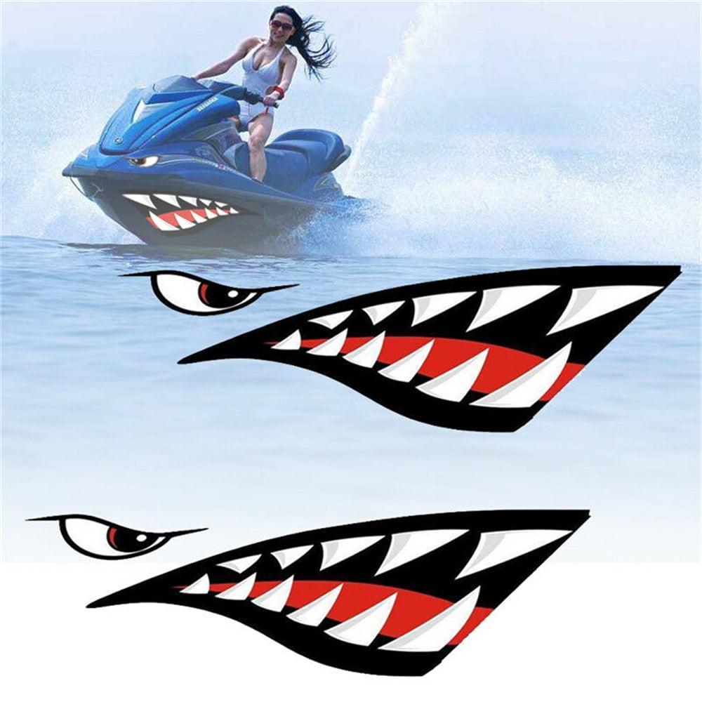 Shark Teeth Mouth Reflective Decals Graphics Sticker Fishing Boat Canoe ...