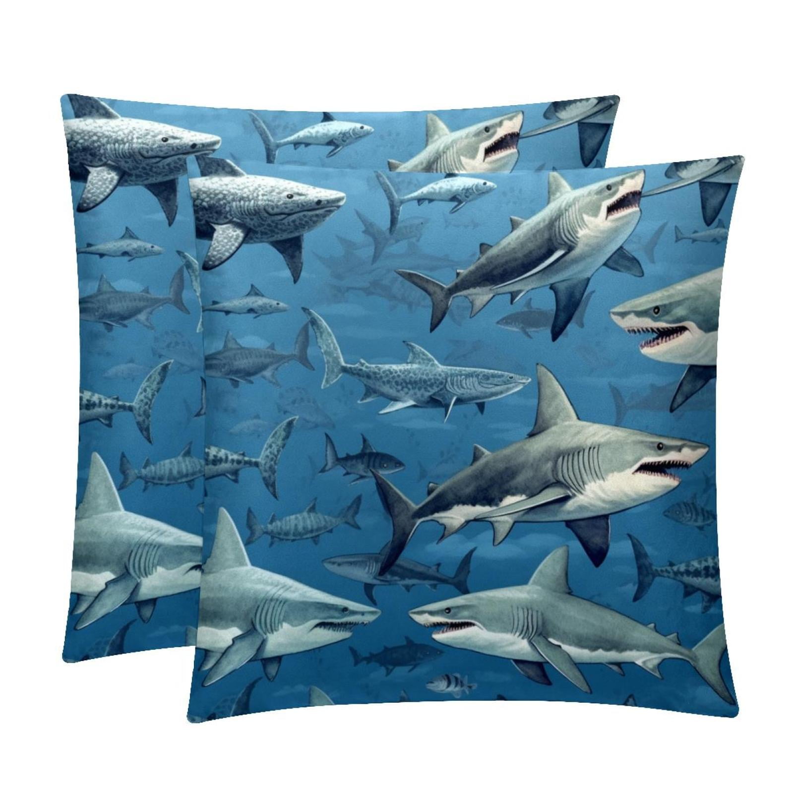 Shark Throw Pillow Covers Covers Set of 2, Velvet Cushion Case with ...