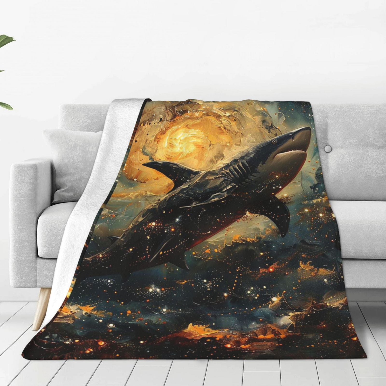 Shark Thunder And Lightning Sky Throw Blanket Super Soft Lightweight ...