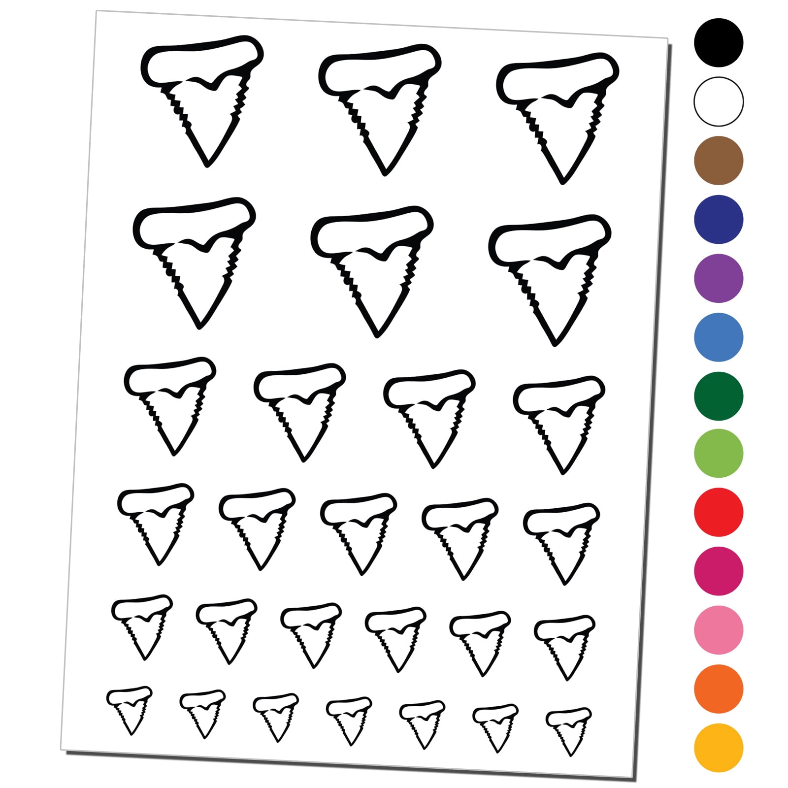 Shark Tooth Fang Water Resistant Temporary Tattoo Set Fake Body Art ...