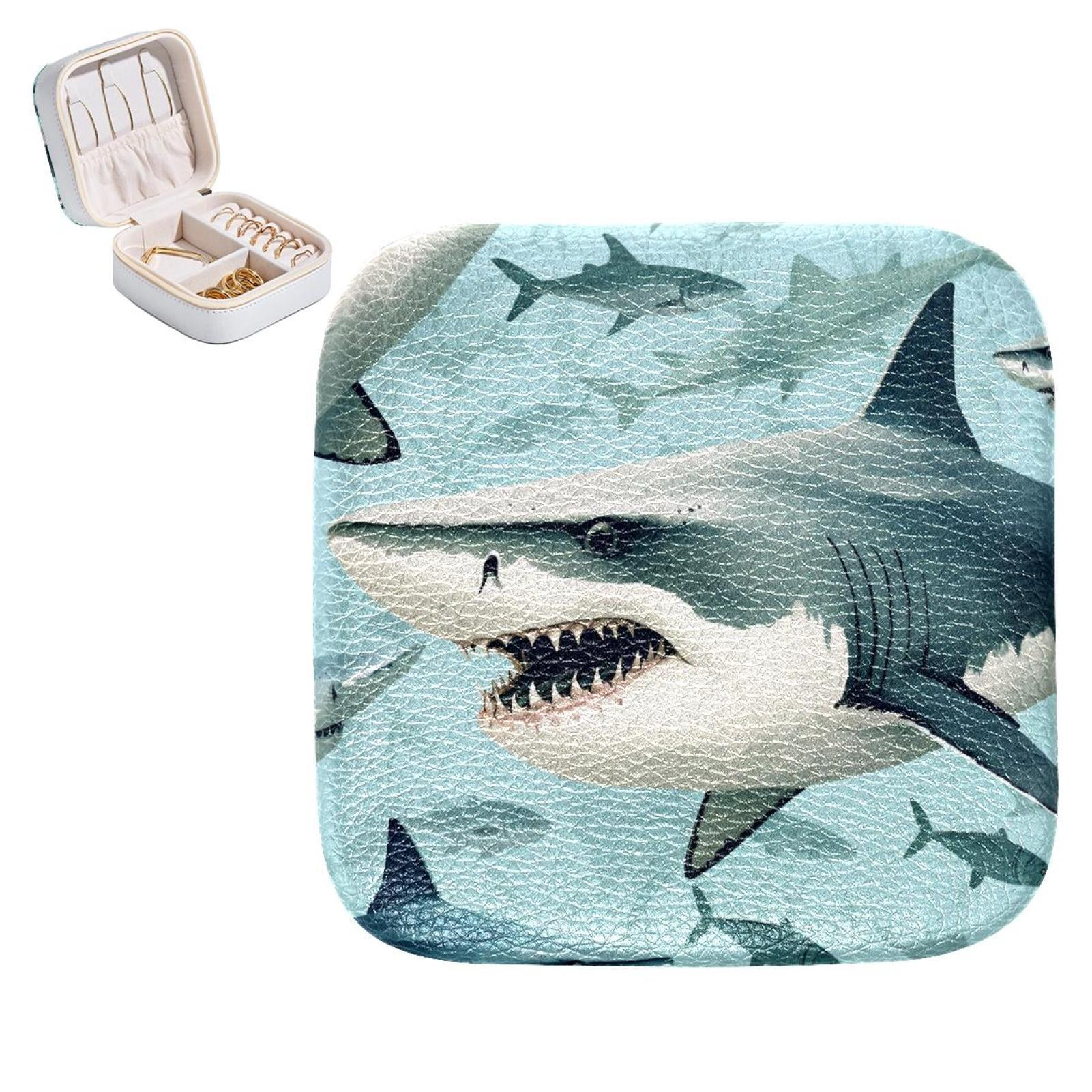 Shark Travel Portable Square Jewelry Box Earring Necklace Bracelet ...