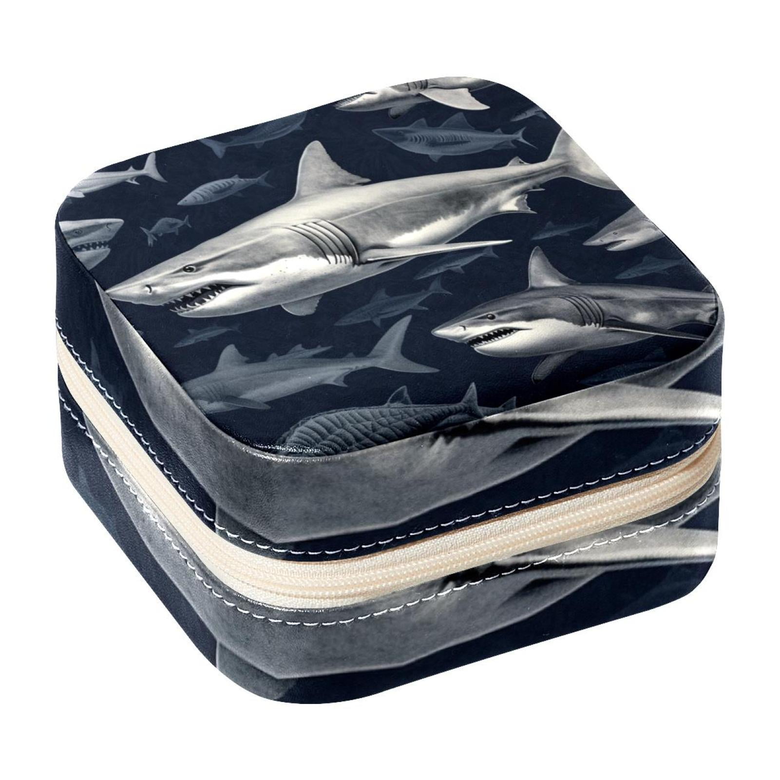 Shark Travel Portable Square Jewelry Box for Rings Earrings Necklaces ...