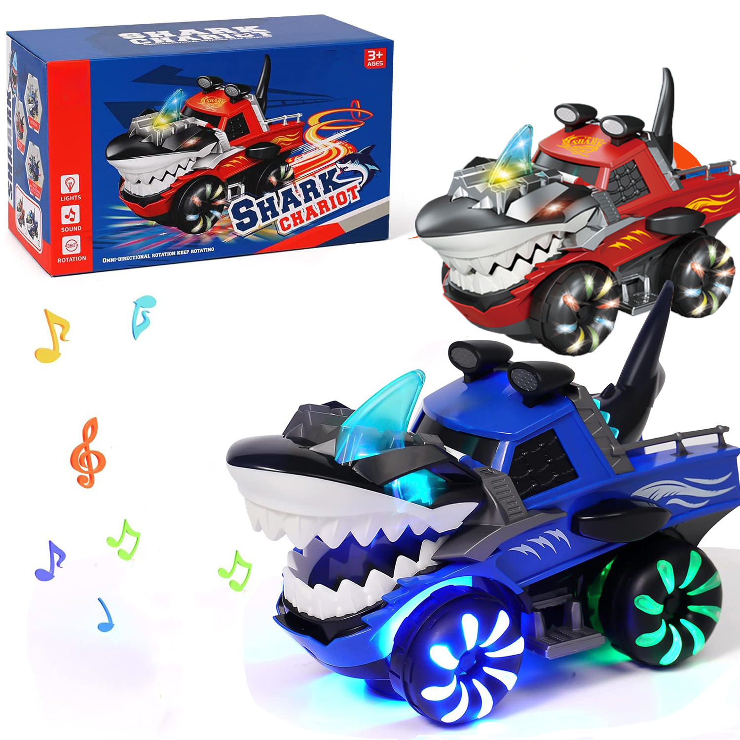 Powerful Shark Chomper Monster Truck- Battery Powered Shark Car Lights ...