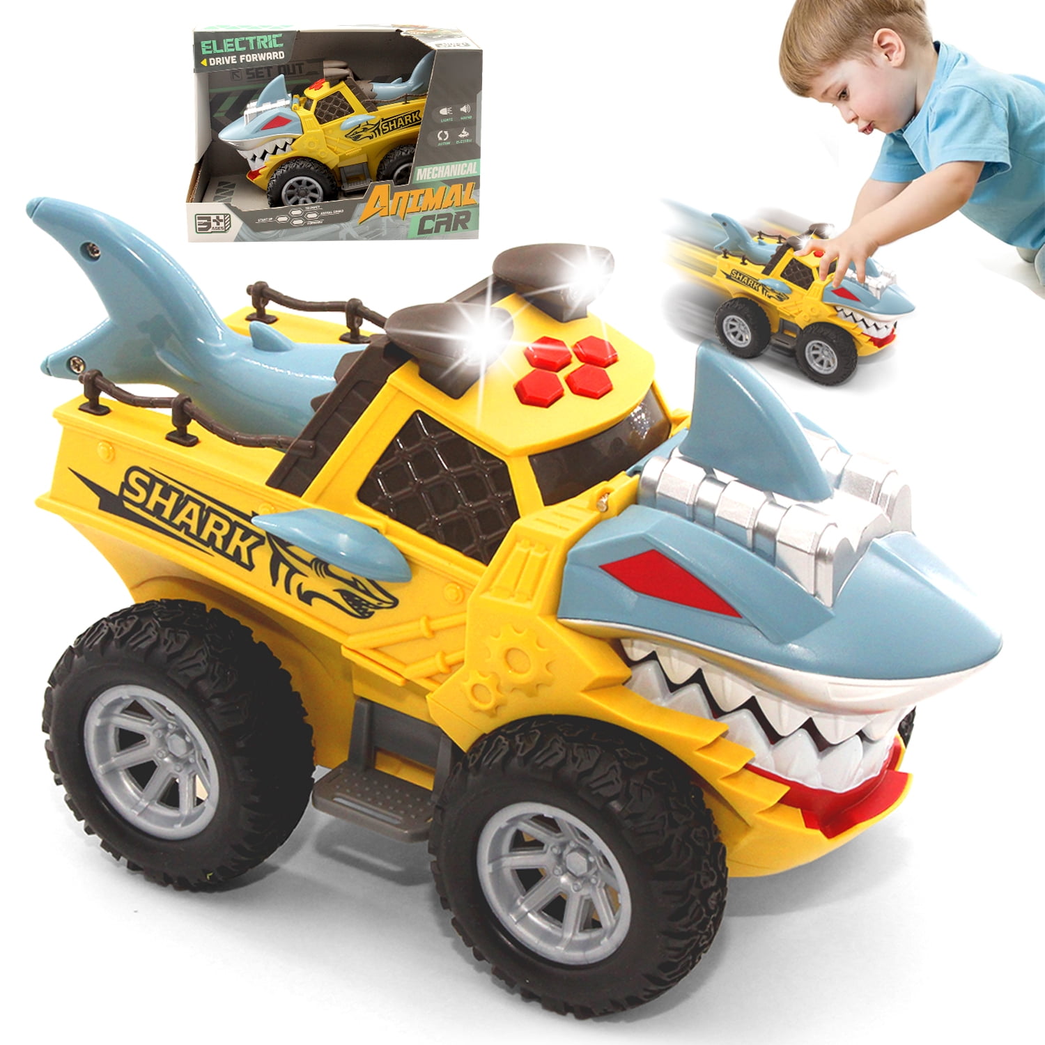 Shark Truck Toy, Car Toys for Boy 3-6 Years, Lights Up Toy Truck for ...