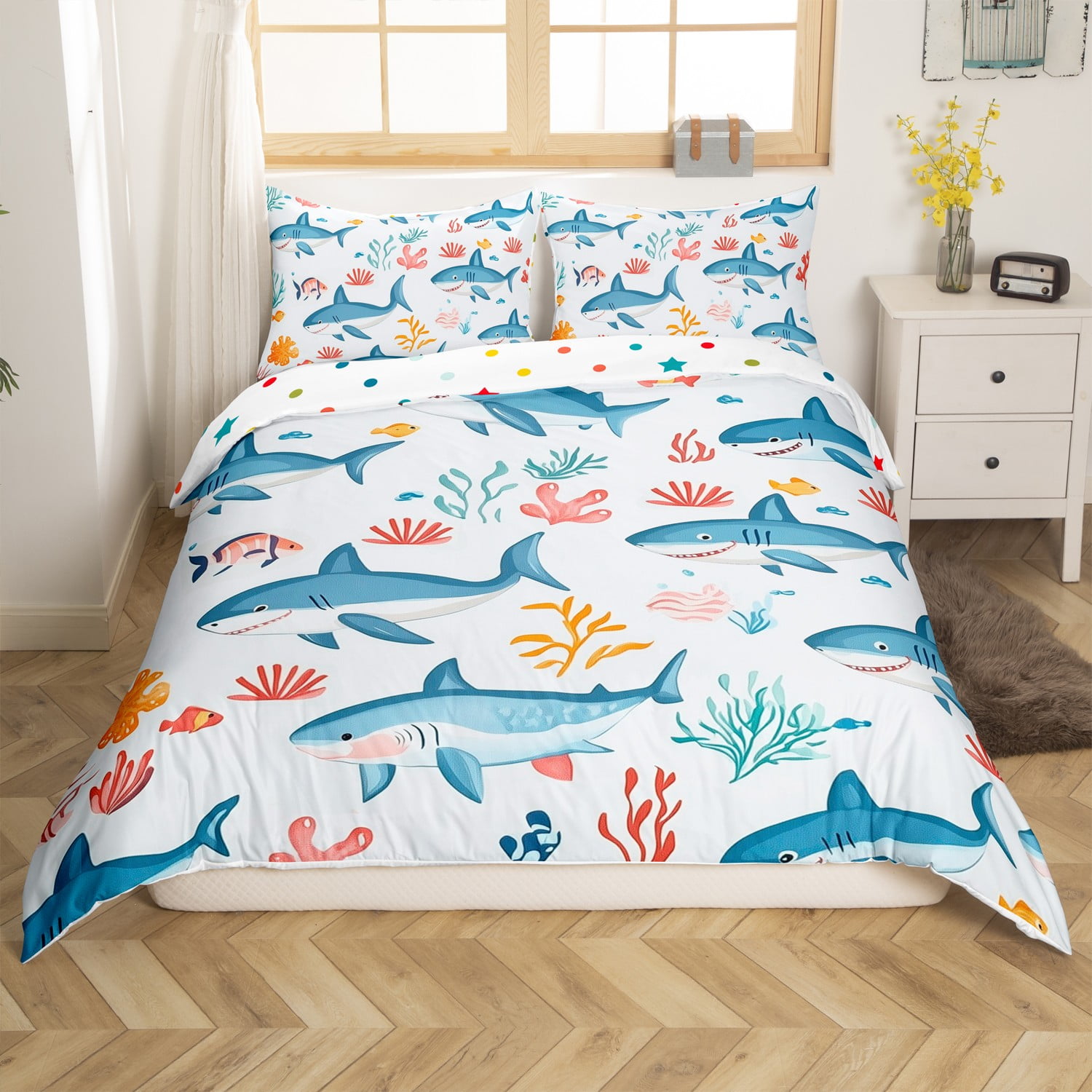 Shark Twin Size Duvet Cover Sea Animal Theme Bedding Sets Ocean Themed ...