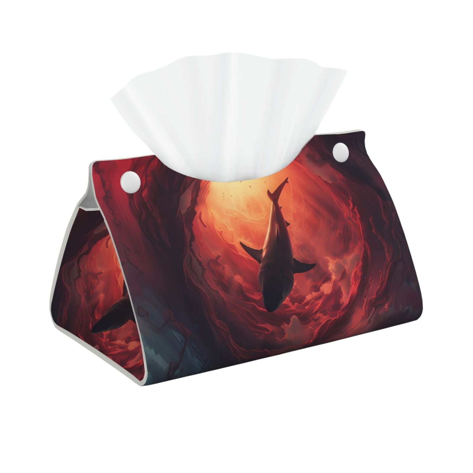 Shark Underwater Vortex Leather Tissue Box Cover - Long PVC Tissue Box ...