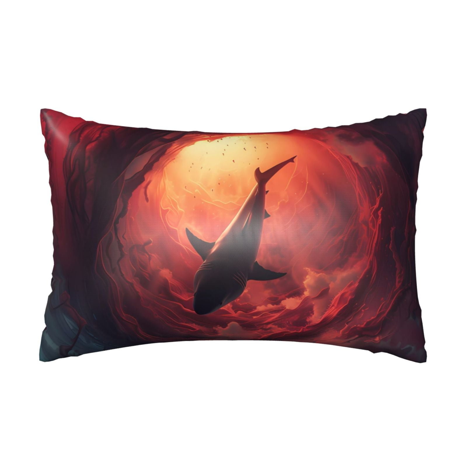 Shark Underwater Vortex Silk Pillow Case for Hair And Skin Queen (No ...
