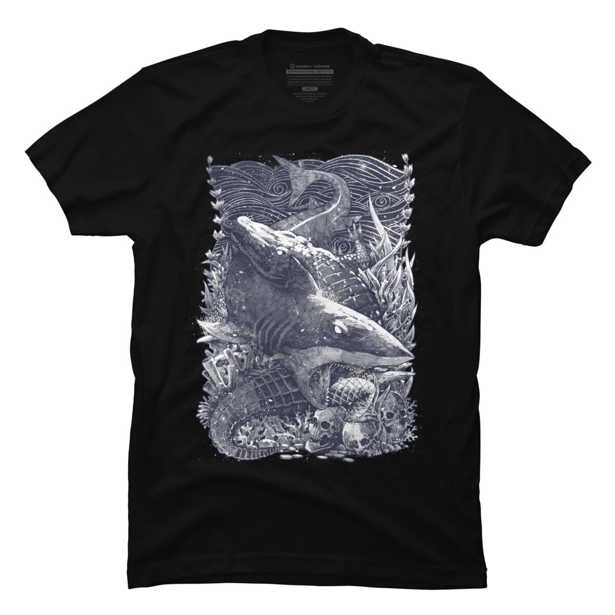 Shark VS Alligator Mens Black Graphic Tee - Design By Humans L ...