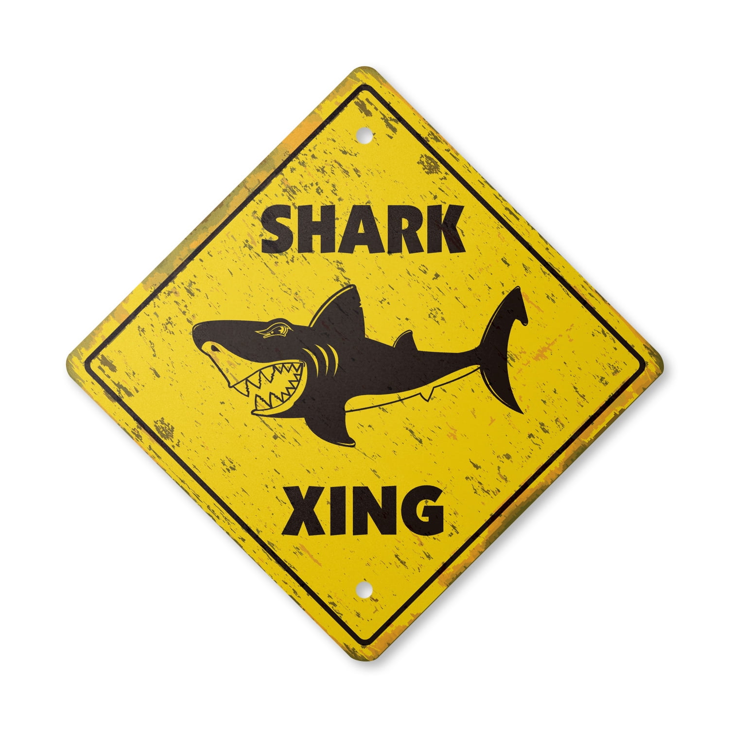 Shark Vintage Crossing Sign Zone Xing | Indoor/Outdoor Plastic | 17 ...