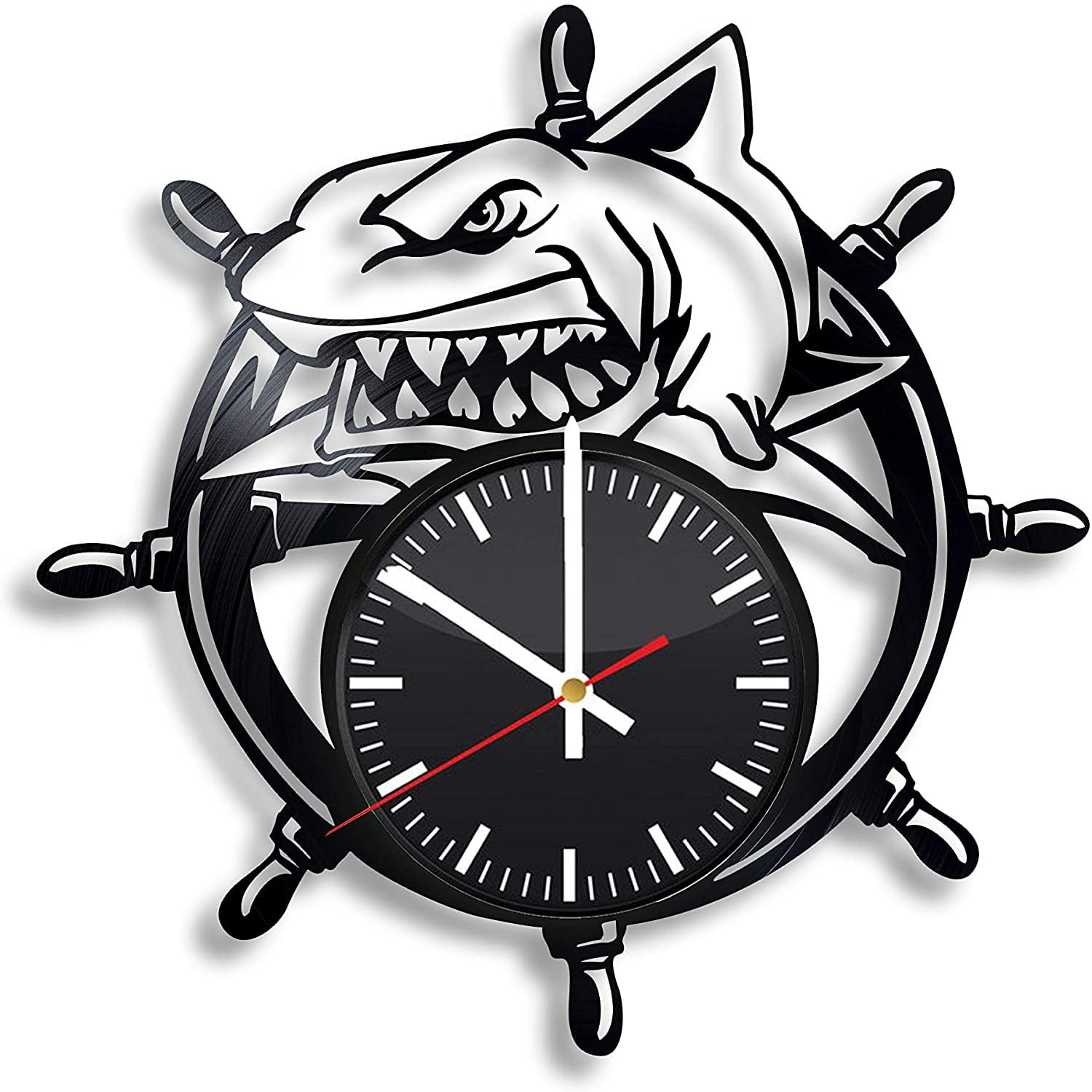Shark Vinyl Wall Clock,Vinyl Record Clock Wall Art Unique Room Home ...