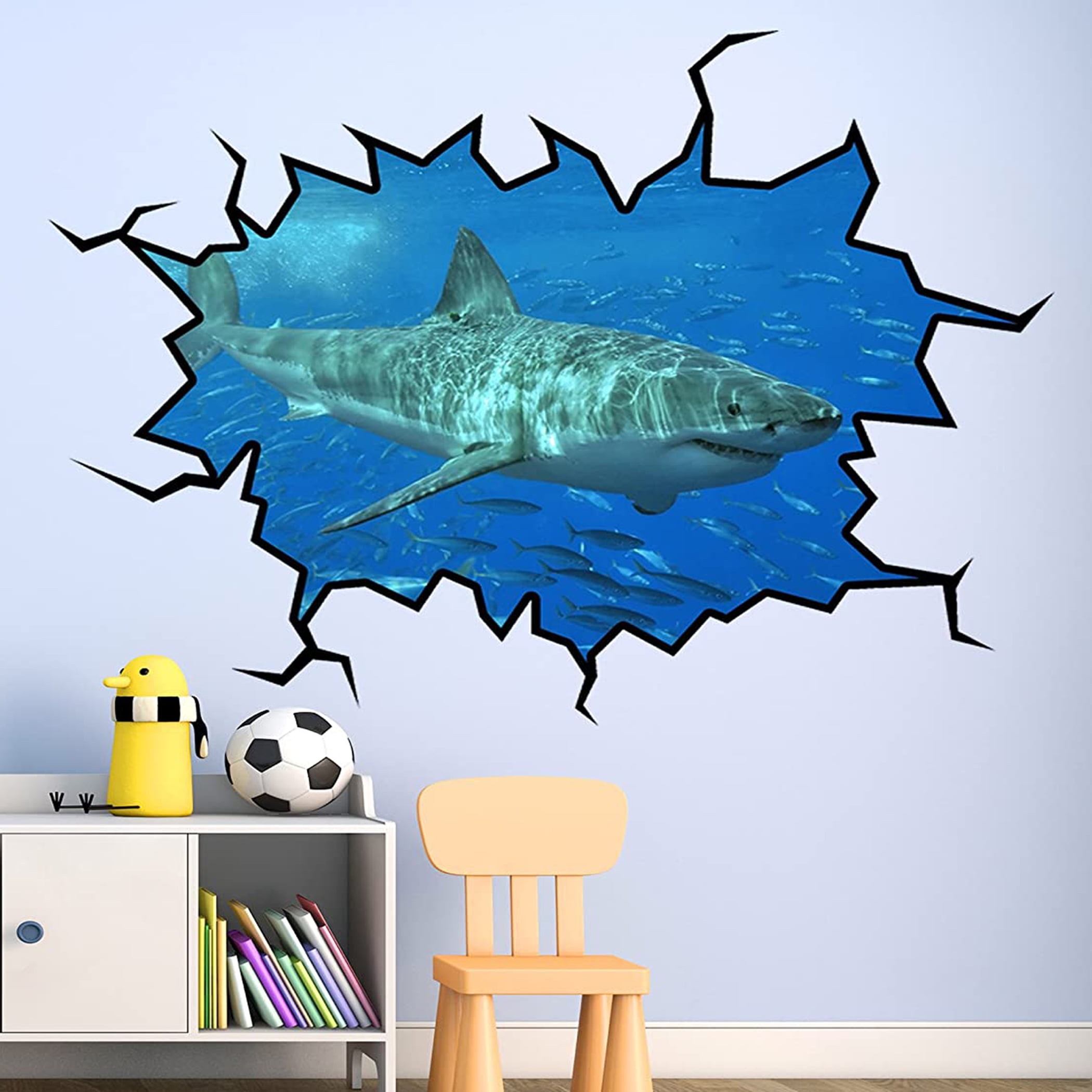 Shark Vinyl Wall Decals Hole In The Wall Great White Shark Wall Art ...