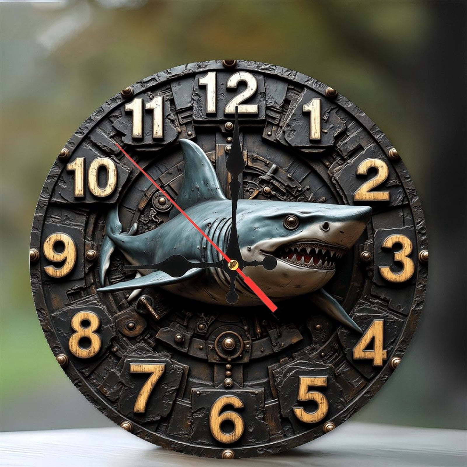 Shark Wall Clock Nautical Home Decor Unique Design 10-Inch Silent ...