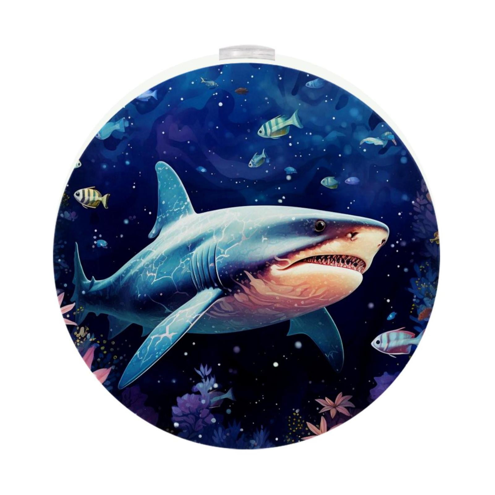 Shark Warm White Led Round Night Light-2Pcs, Portable Plug-in Dusk to ...