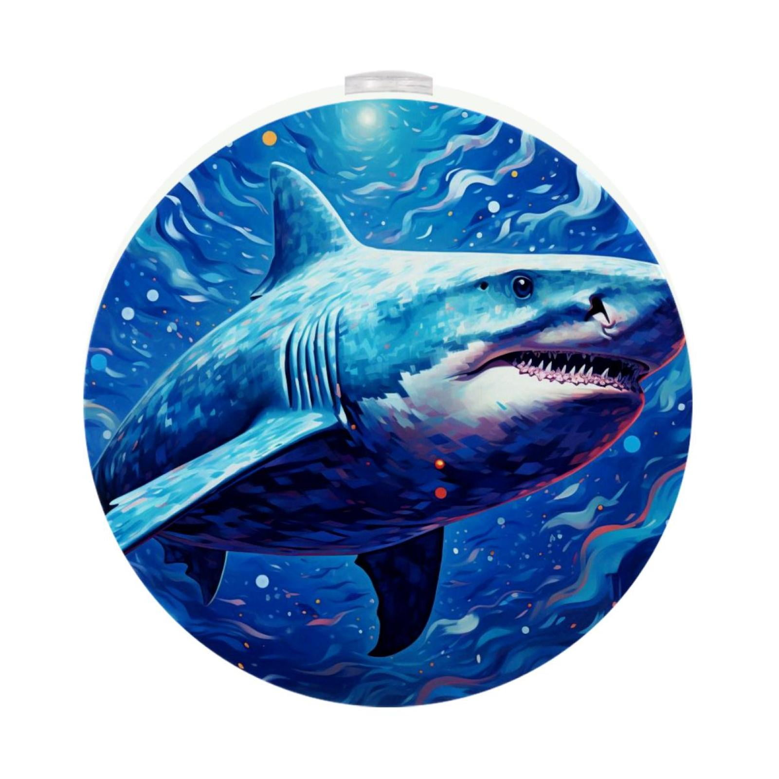 Shark Warm White Led Round Night Light-2Pcs, Portable Plug-in Dusk to ...