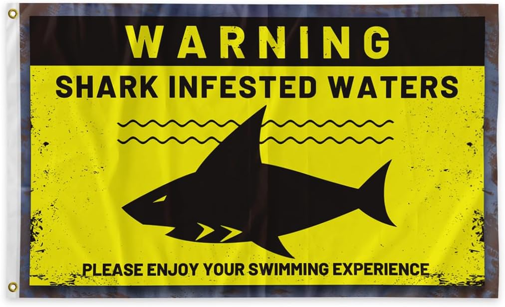 Shark Warning Flag Funny Flag, 3Ply Polyester, Heavy Duty, Double Sided - Walmart.com