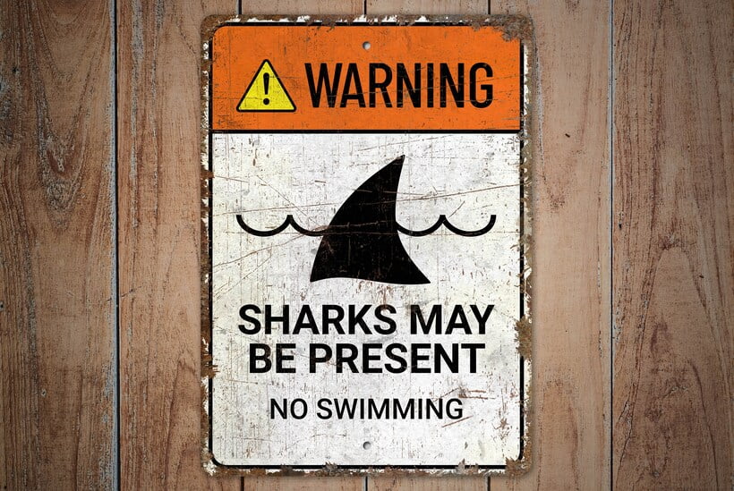 Shark Warning Shark Warning Sign No Swimming Sign No Swimming Beach ...