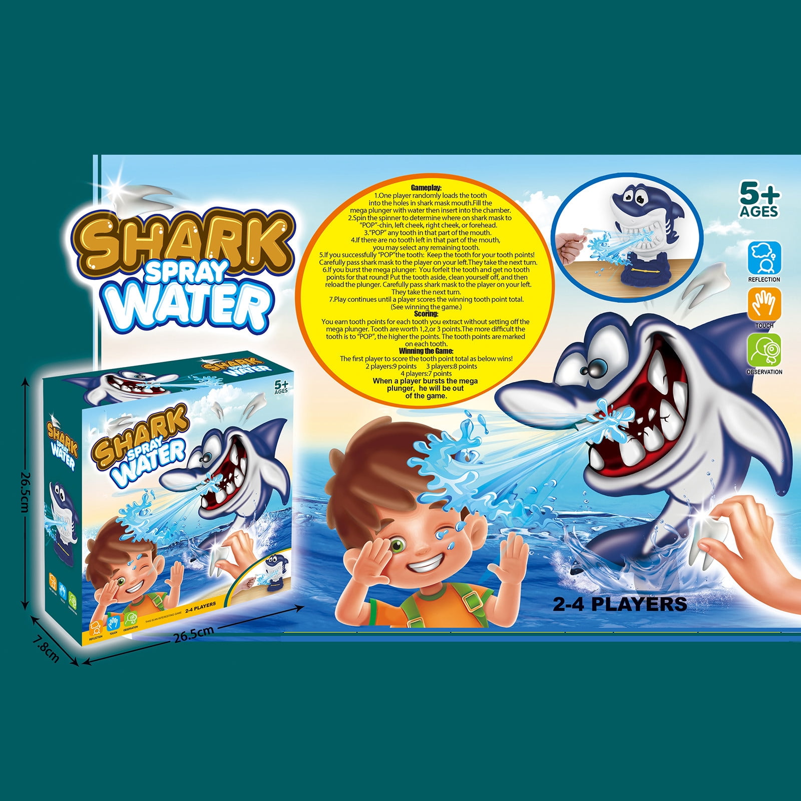 Shark Water Spray Game | Interactive Family Party Toy with 16 Teeth ...