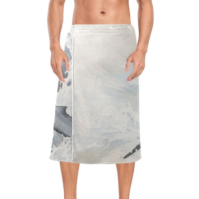 Shark Wave Blue Bath Towel Wrap for Man Adjustable Shower Wrap Button ...