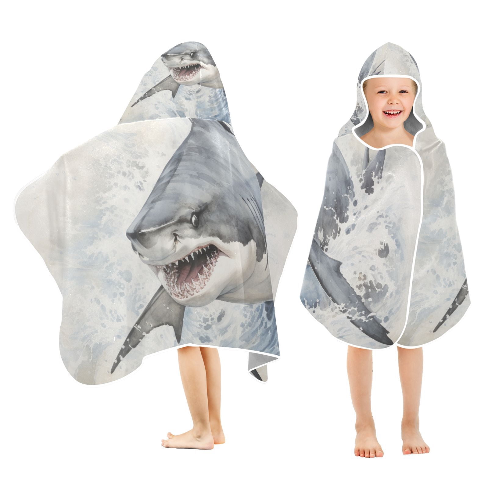 Shark Wave Blue Kid Bath Towels Bath Beach Towel Super Soft and ...