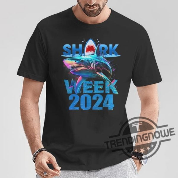 Shark Week 2024 Shirt Shark Fin 2024 Week Passion For Shark Lover Ocean ...